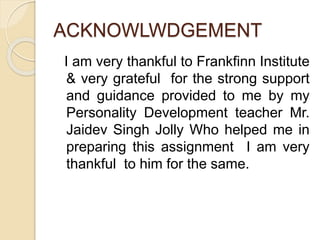 Frankfinn Presentation on Personality Development -Distinction by ...