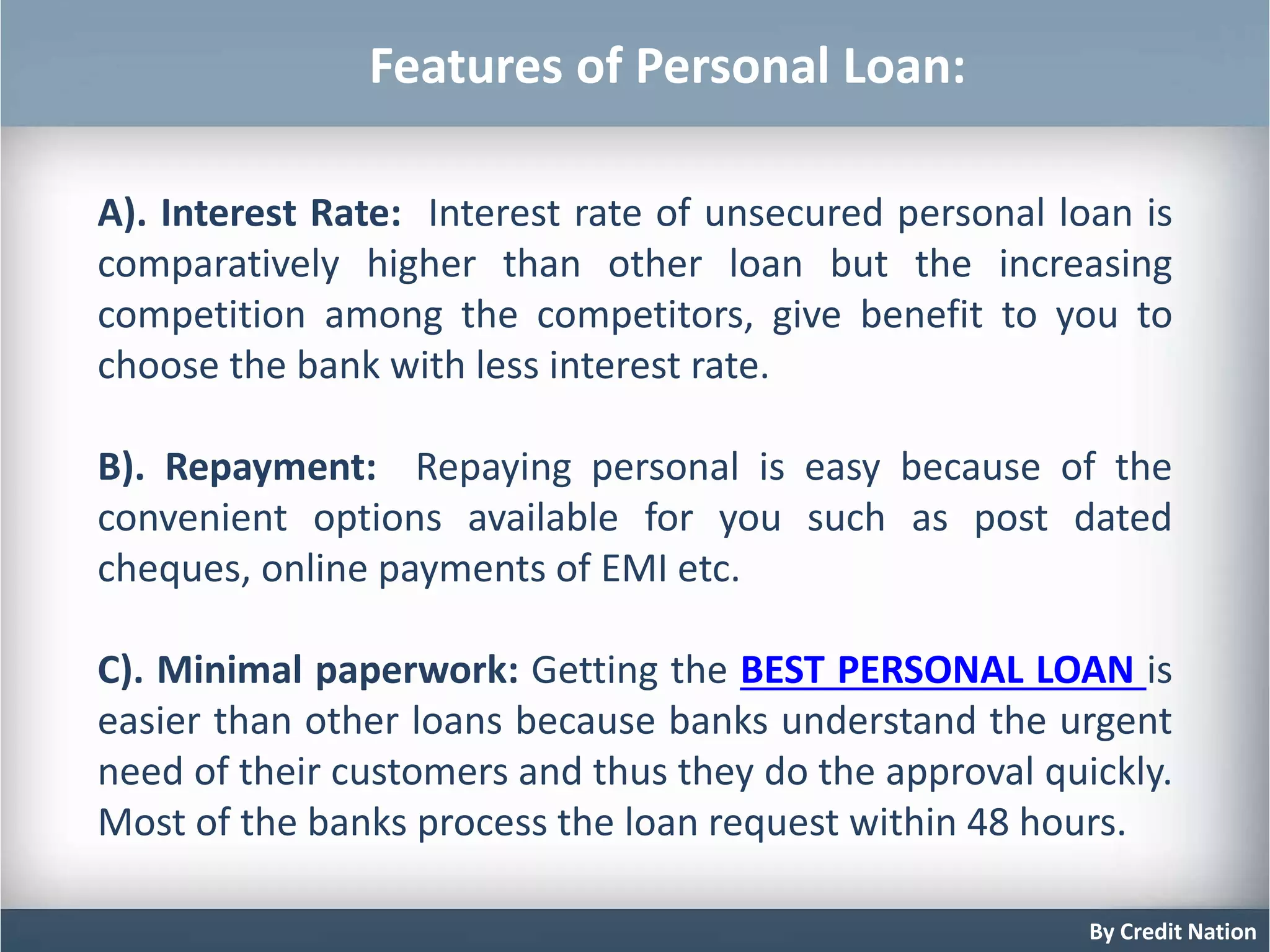 Presentation on personal loan | PPTX