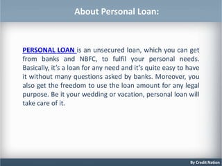 Presentation on personal loan | PPTX