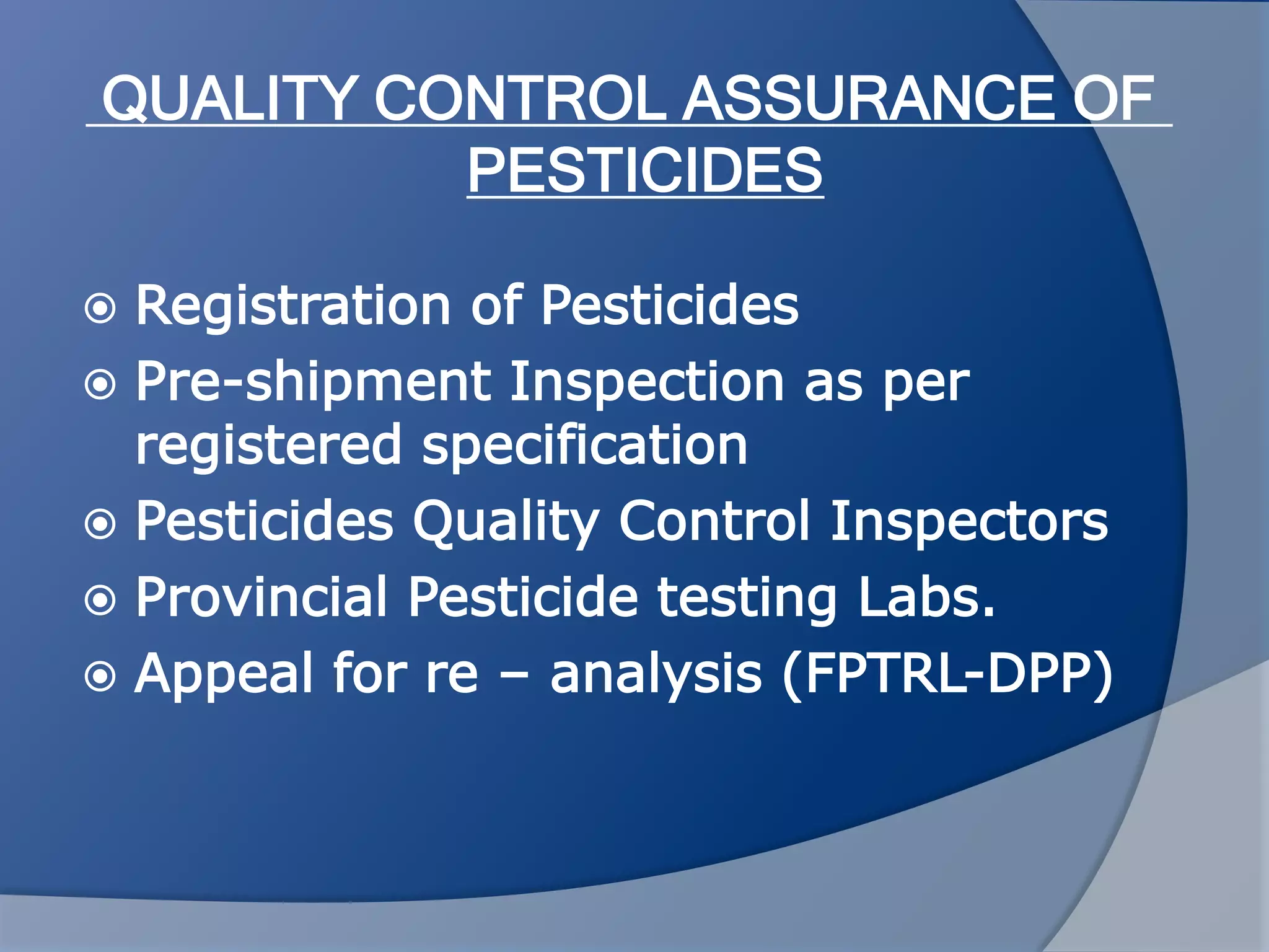 Presentation on pesticides registration & regulation in pakistan | PDF