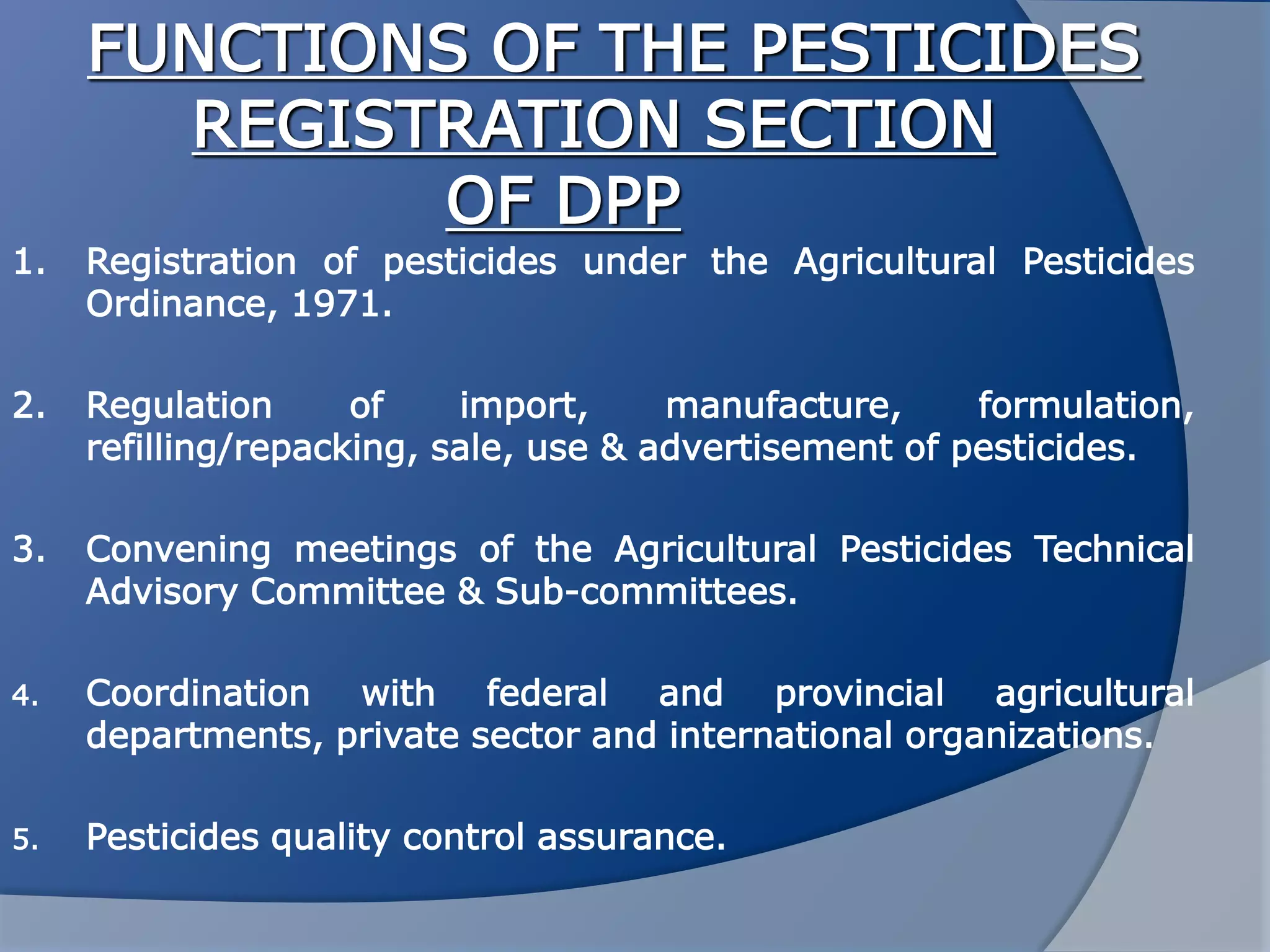 Presentation on pesticides registration & regulation in pakistan | PDF