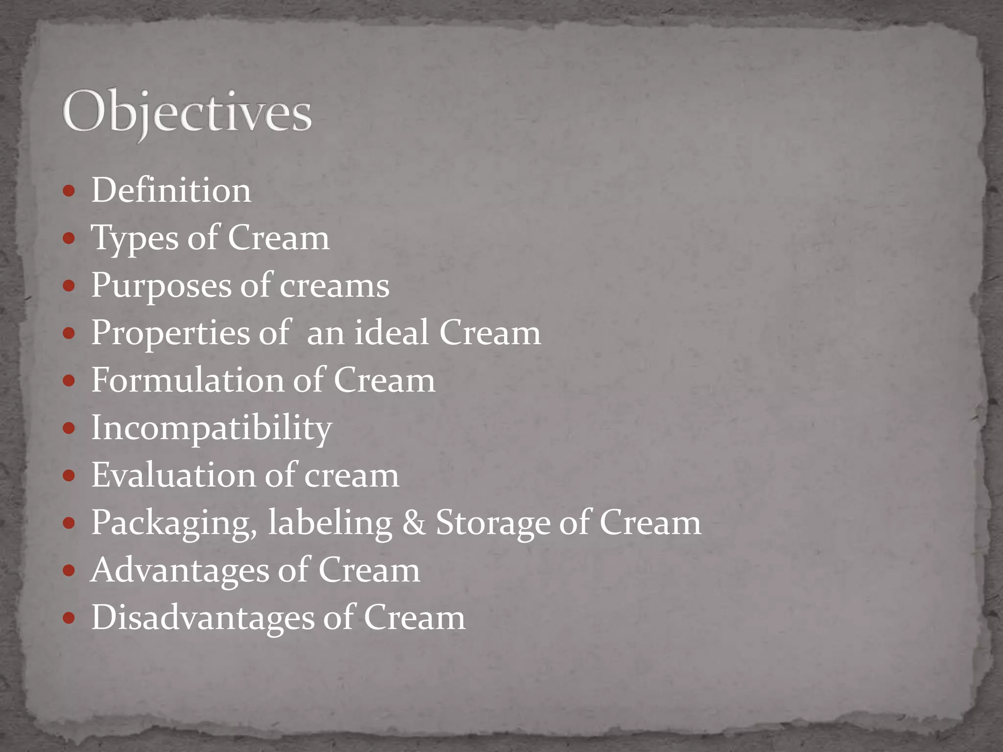 Presentation on pharmaceutical cream(n.i.r) | PPTX