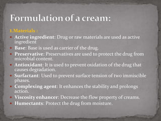 Presentation on pharmaceutical cream(n.i.r) | PPTX