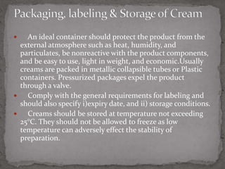 Presentation on pharmaceutical cream(n.i.r) | PPTX