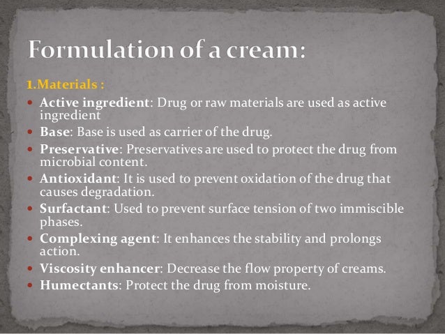Presentation on pharmaceutical cream(n.i.r)