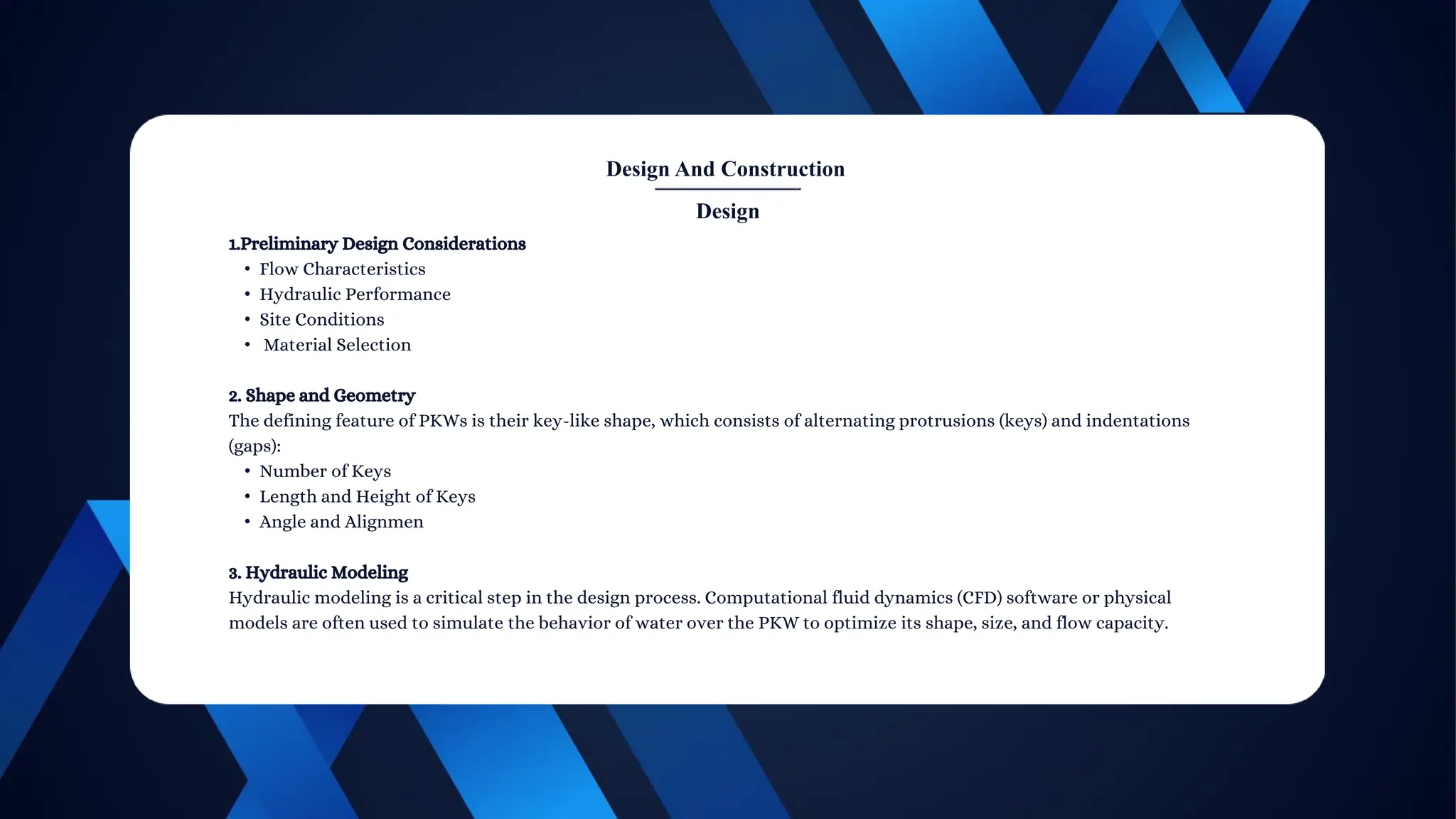 presentation on piano key weir to analysis the fliw of water | PDF