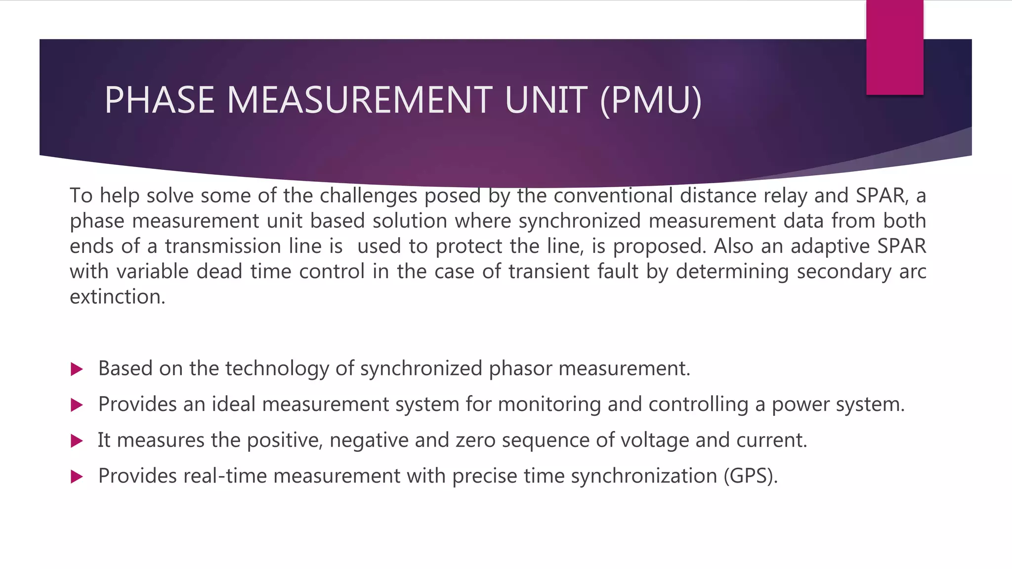 Summary Presentation on PMU Based Transmission Line Protection Scheme | PPTX