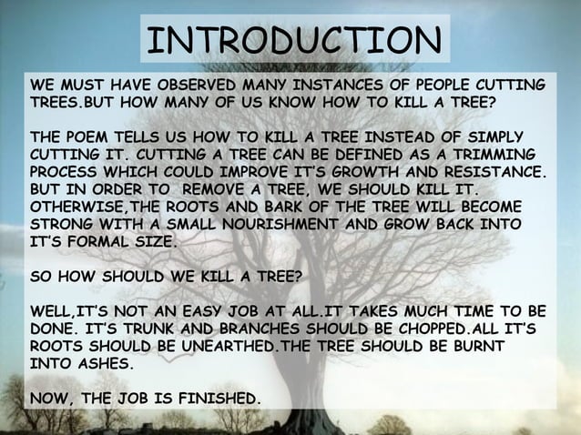 presentation on poem On Killing A Tree.pptx