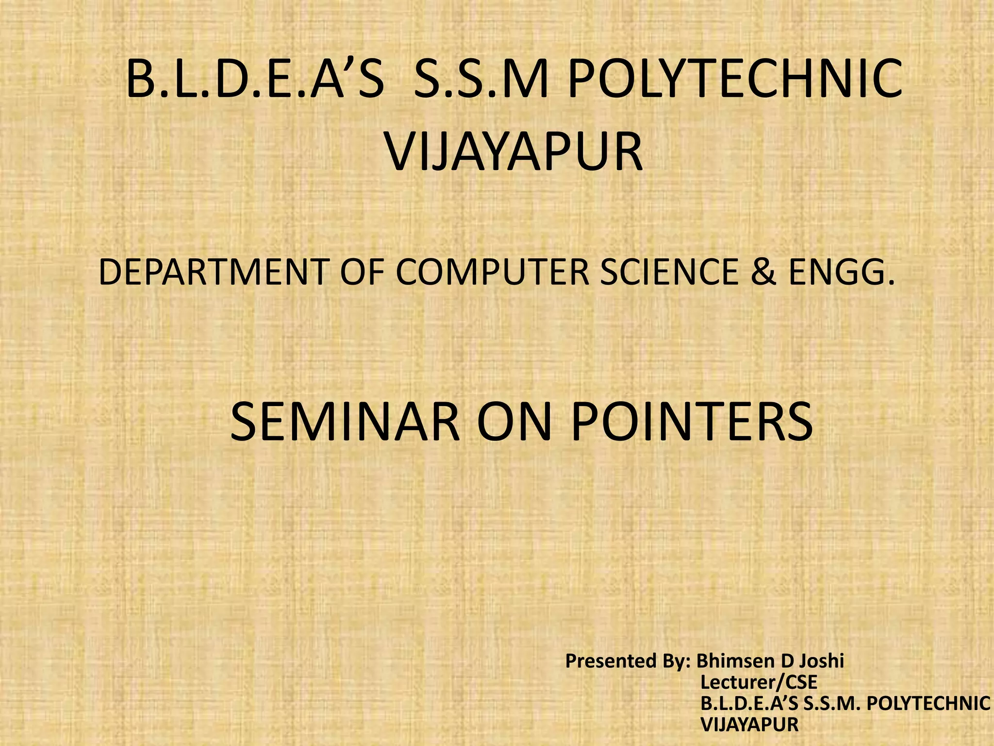 Presentation on pointers | PPT