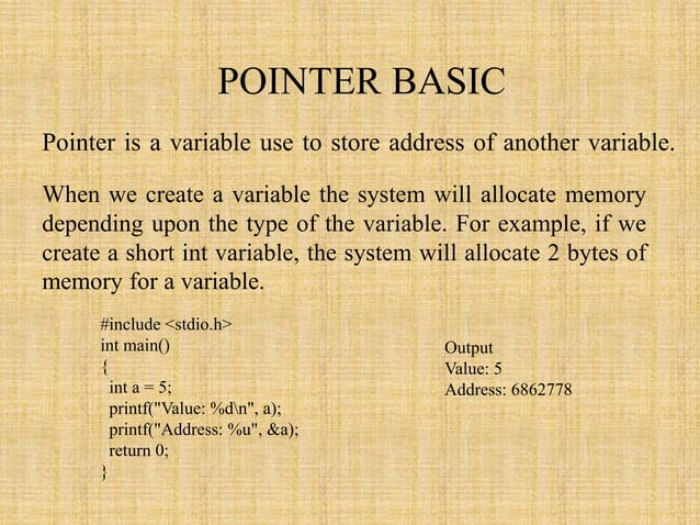 Presentation on pointers | PPT