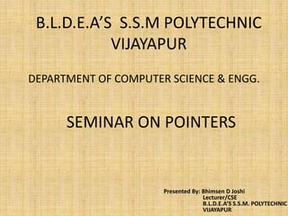 Presentation on pointers | PPT