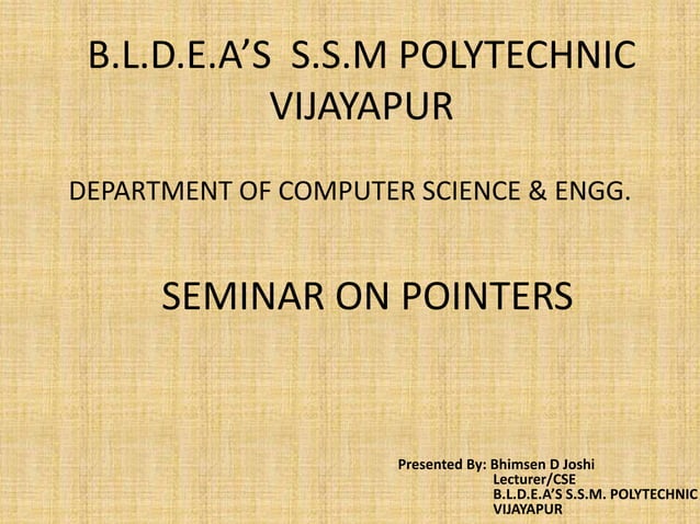 Presentation on pointers | PPT Presentation on pointers | PPT
