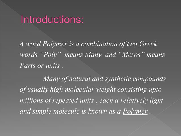 Presentation on polymers | PPTX | Chemistry | Science
