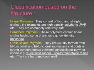 Presentation on polymers | PPTX | Chemistry | Science