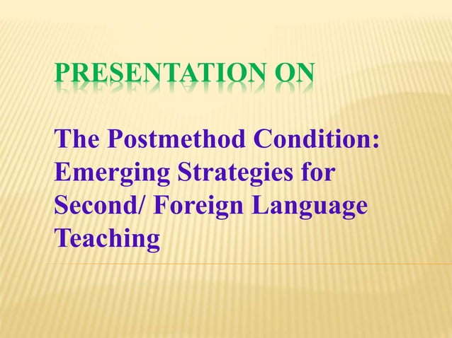 Presentation on post methodology | PPTX
