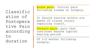 Management of Post Operative Pain: to make doctors conscious about the ...