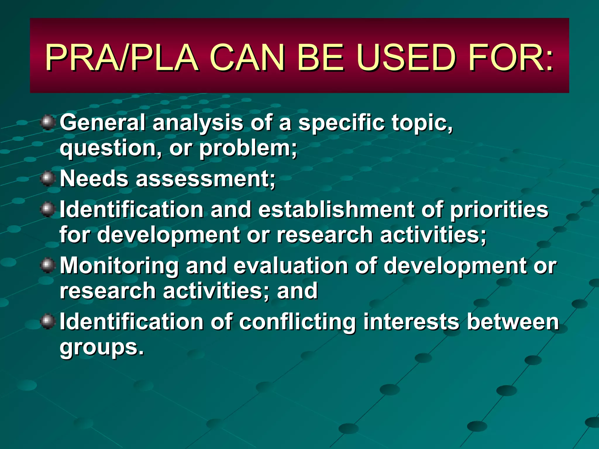 Presentation on PRA & PLA Process | PPT