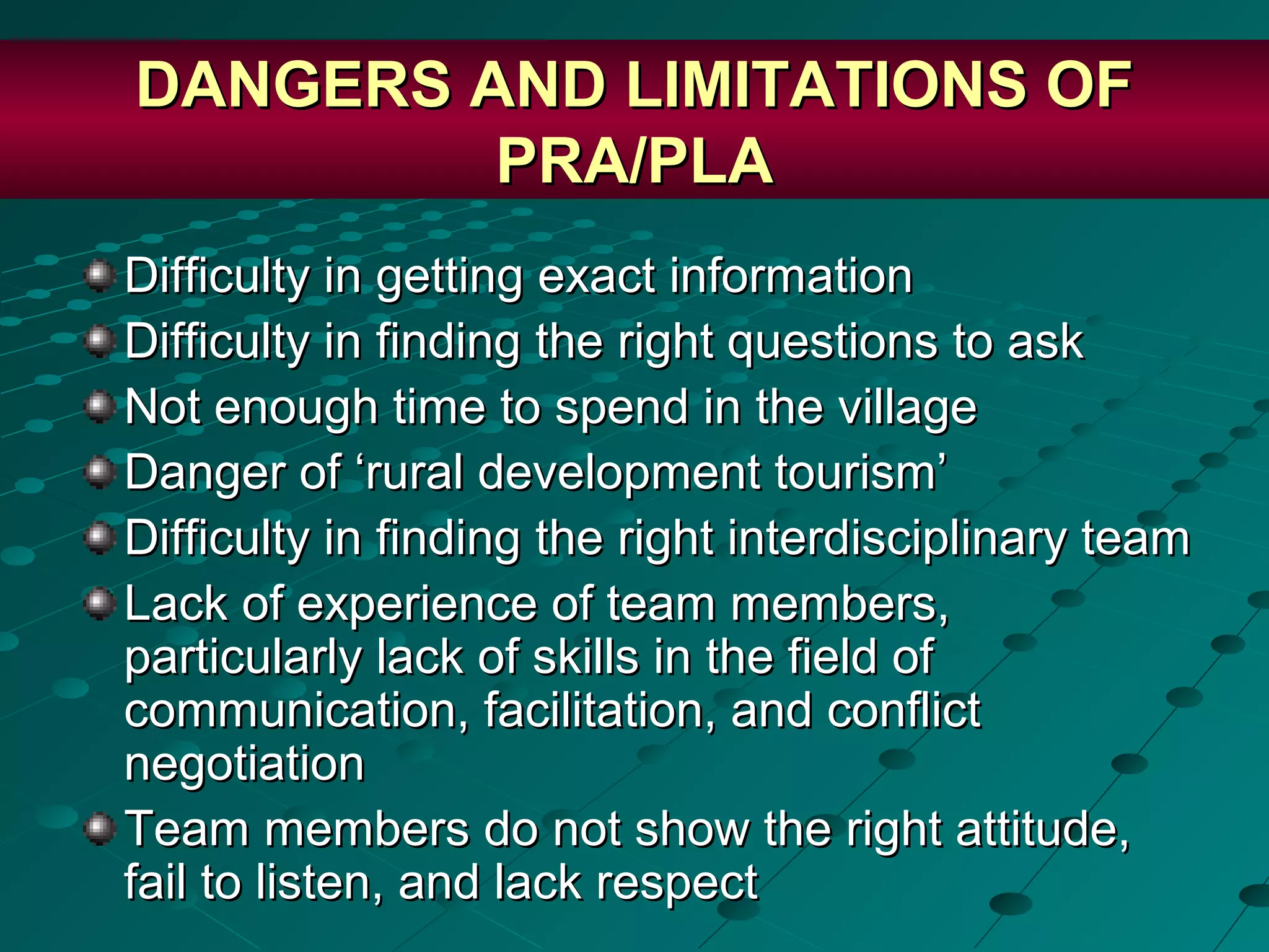 Presentation on PRA & PLA Process | PPT