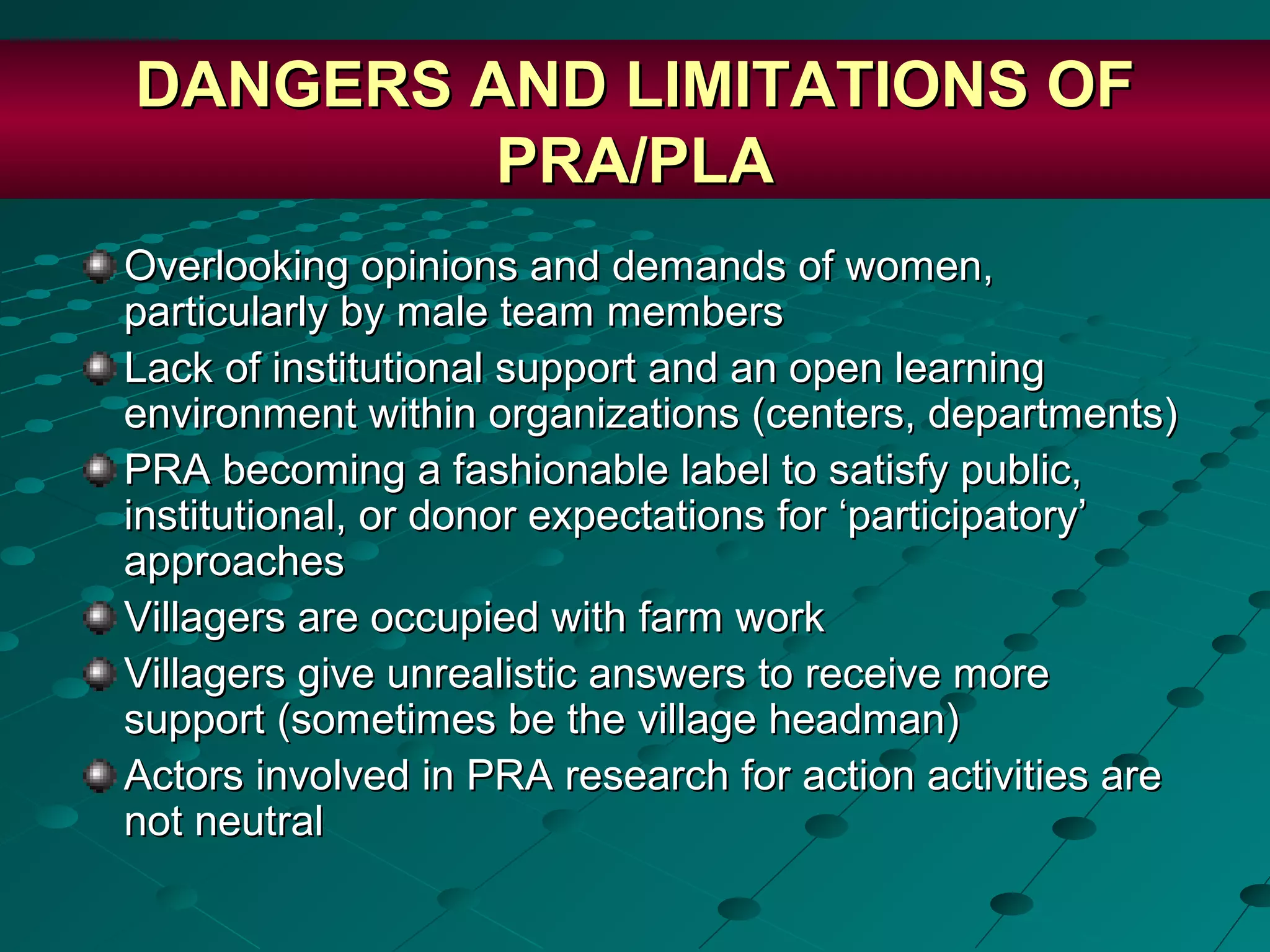 Presentation on PRA & PLA Process | PPT