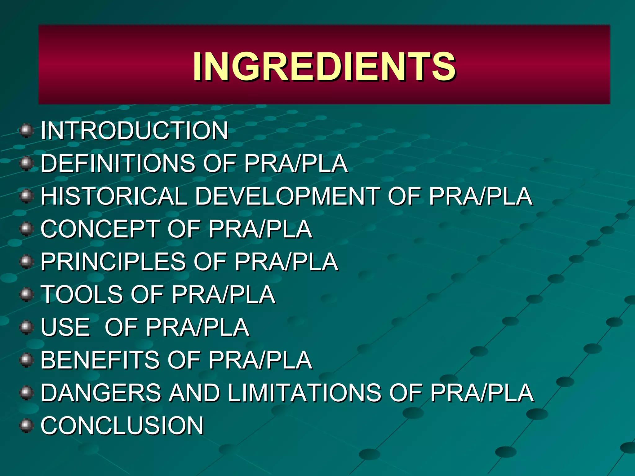 Presentation on PRA & PLA Process | PPT