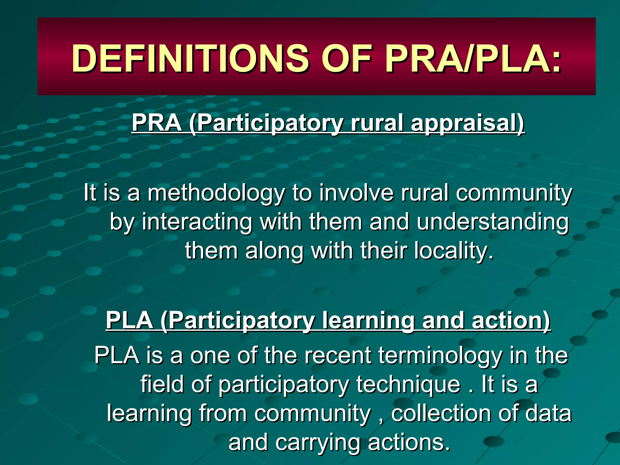 Presentation on PRA & PLA Process | PPT
