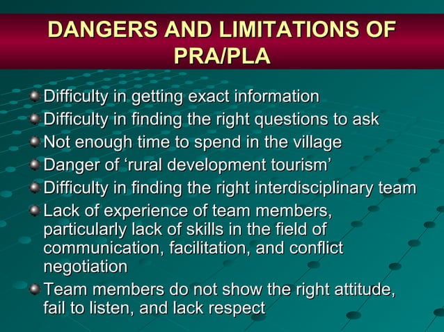 Presentation on PRA & PLA Process | PPT