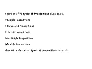 Presentation on prepositions | PPTX