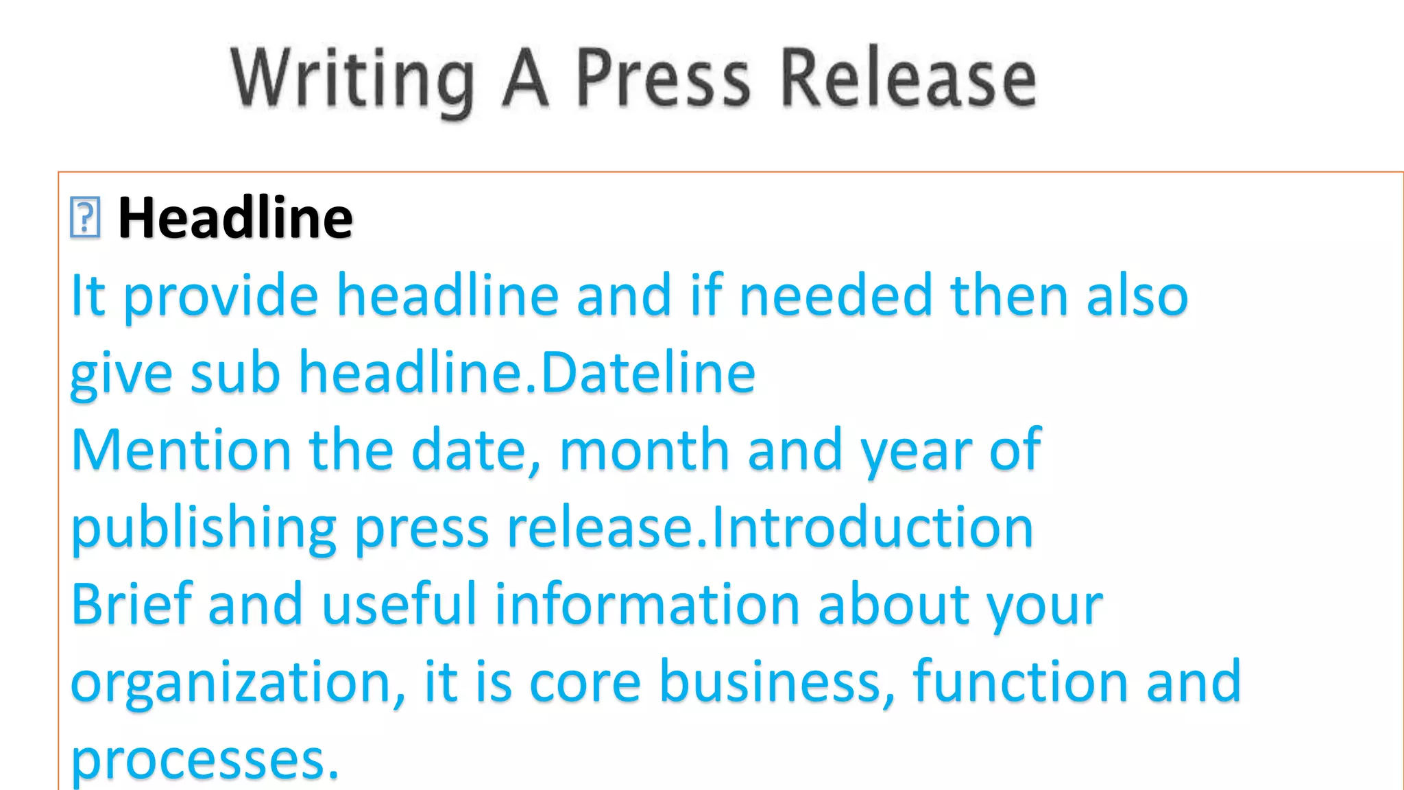 Presentation on press release | PPTX