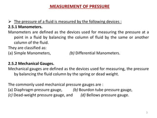 Presentation on “pressure, manometers,bourdon gauges and load cells | PPTX