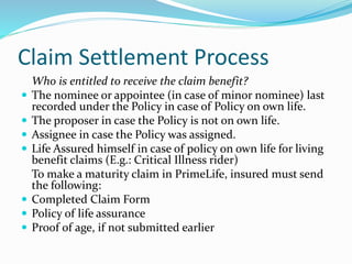 Presentation on Prime Life Insurance | PPTX