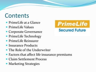 Presentation on Prime Life Insurance | PPTX