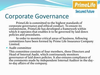 Presentation on Prime Life Insurance | PPTX