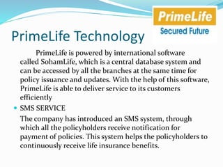 Presentation on Prime Life Insurance | PPTX