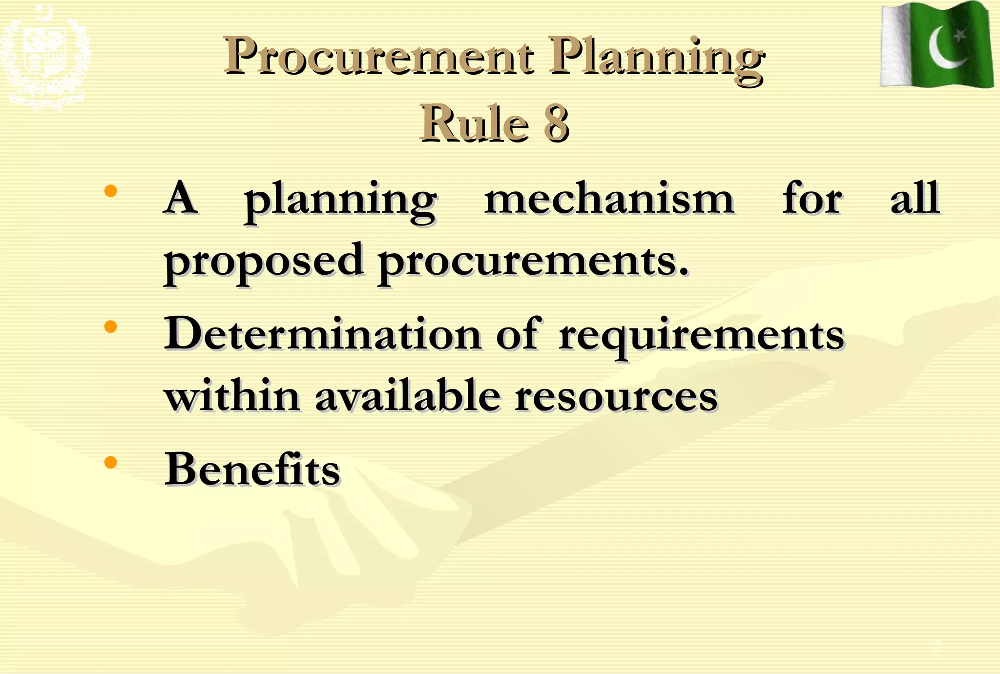 Presentation on procurement planning | PPT