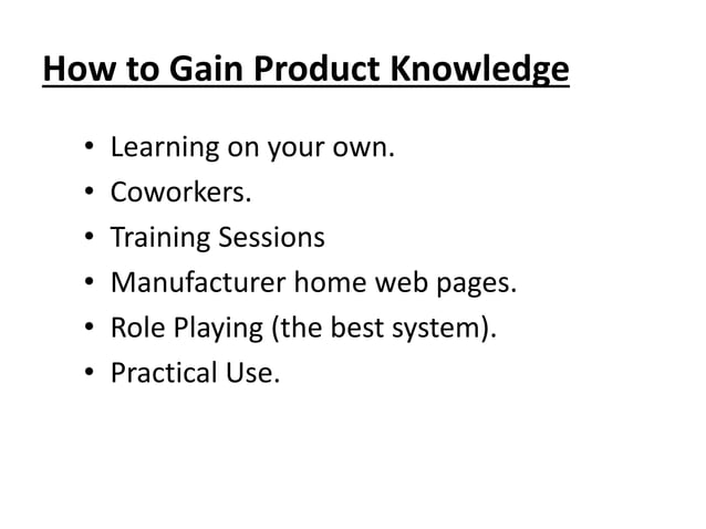 Presentation on product knowledge | PPTX | Business | Business and Finance