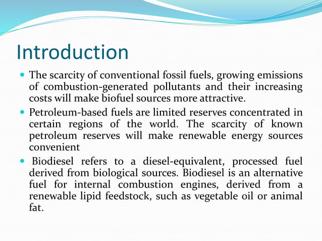 Presentation on progress and recent trends in biodiesel (2) | PPTX