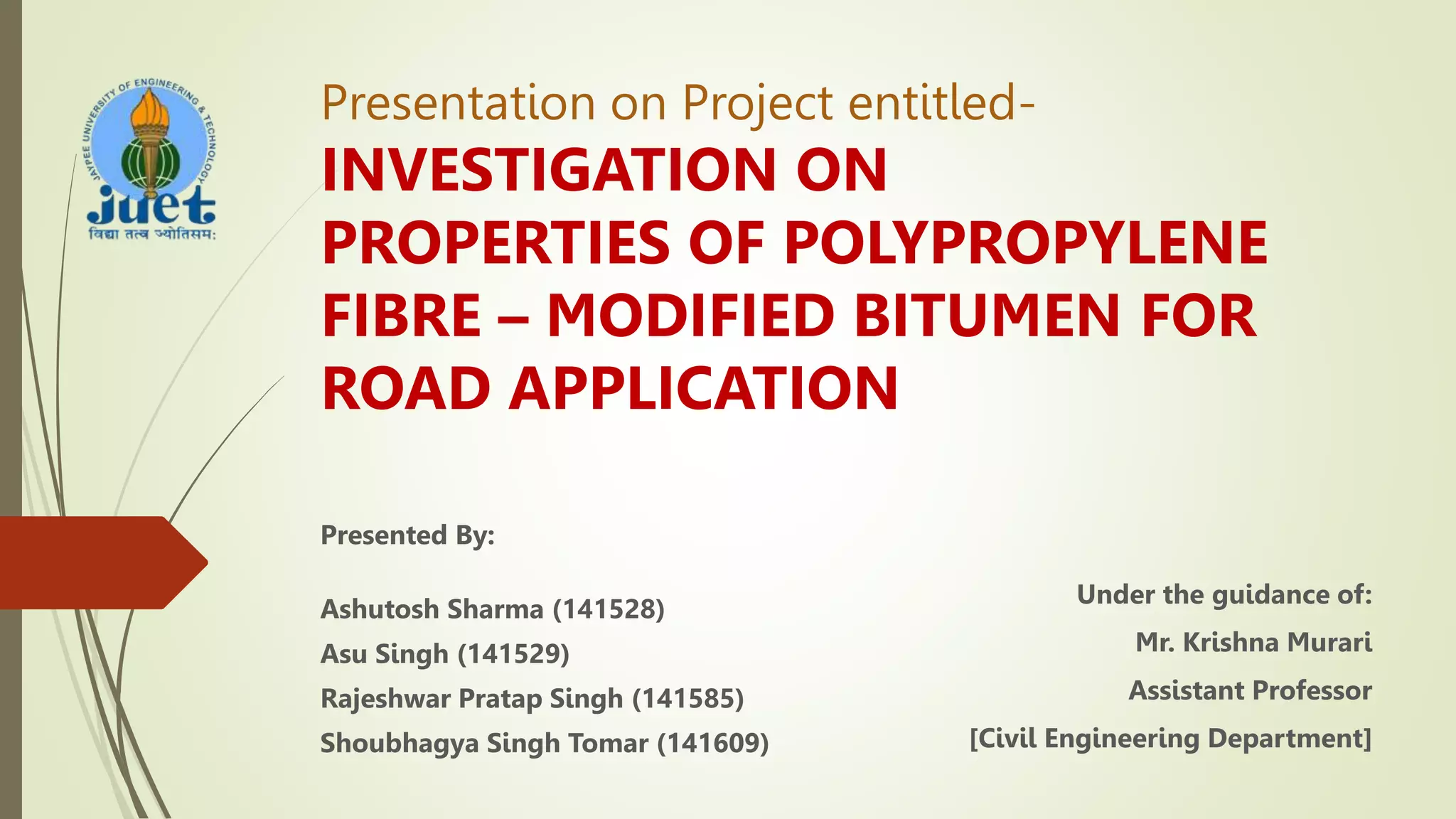INVESTIGATION ON CHARACTERSTICS PROPERTIES OF POLYPROPYLENE FIBRE ...
