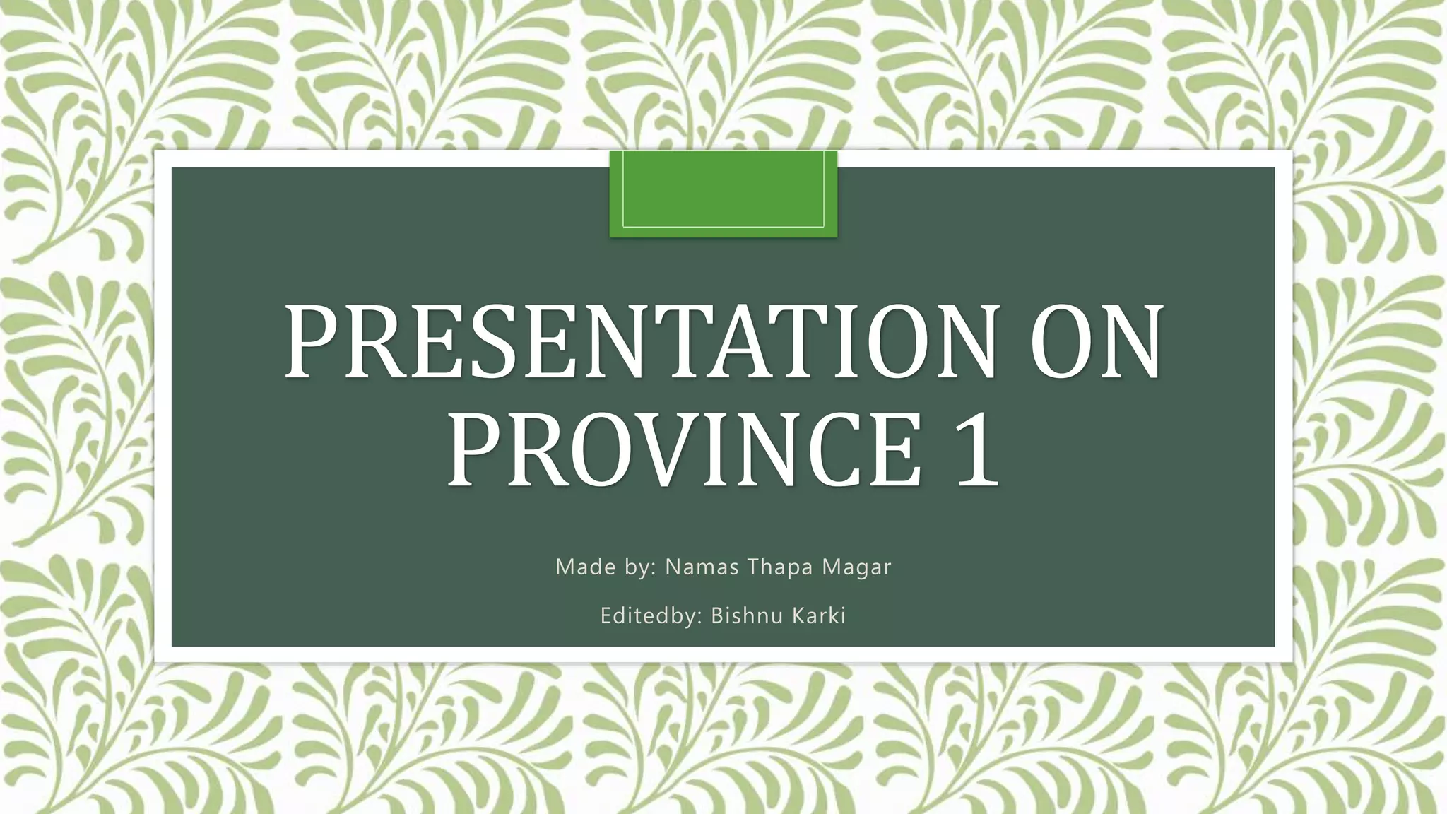 Presentation on province 1 (is) | PPT
