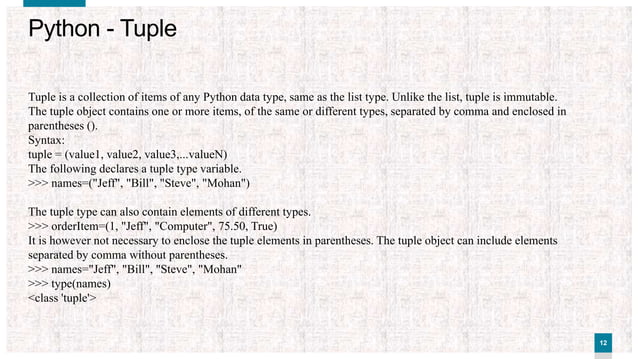 Presentation On Python Data Type Ppt 9051
