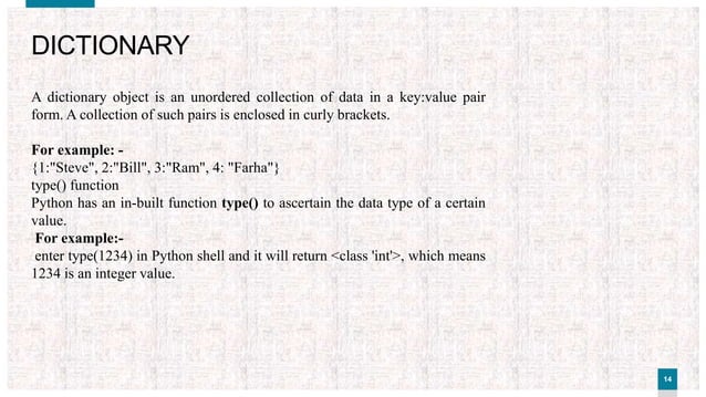Presentation on python data type | PPTX