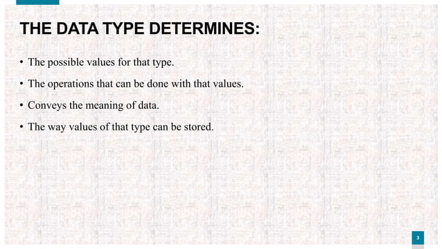 Presentation on python data type | PPTX