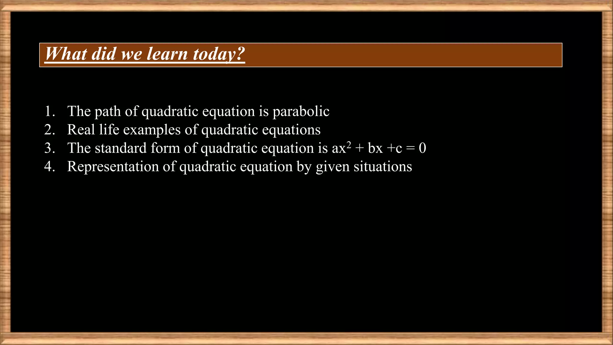 Presentation on quadratic equation | PPTX