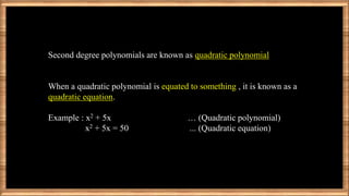 Presentation on quadratic equation | PPTX