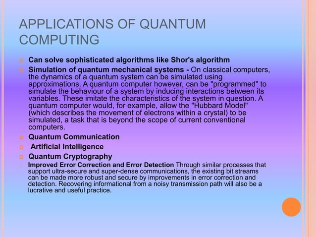 Presentation on quantum computers | PPTX | Physics | Science
