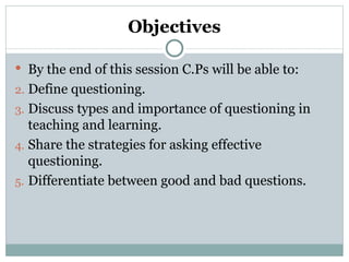 Presentation on questioning | PPT