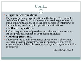 Presentation on questioning | PPT