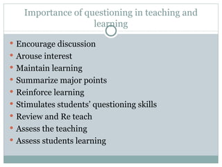 Presentation on questioning | PPT