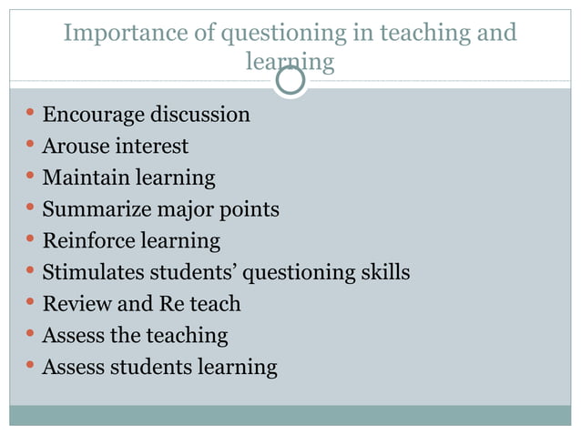 Presentation on questioning | PPT | Educational Assessment | Education