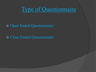 Presentation On Questionnaire | PPTX