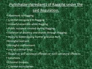 Presentation on Ragging - A menace (1).ppt | Law
